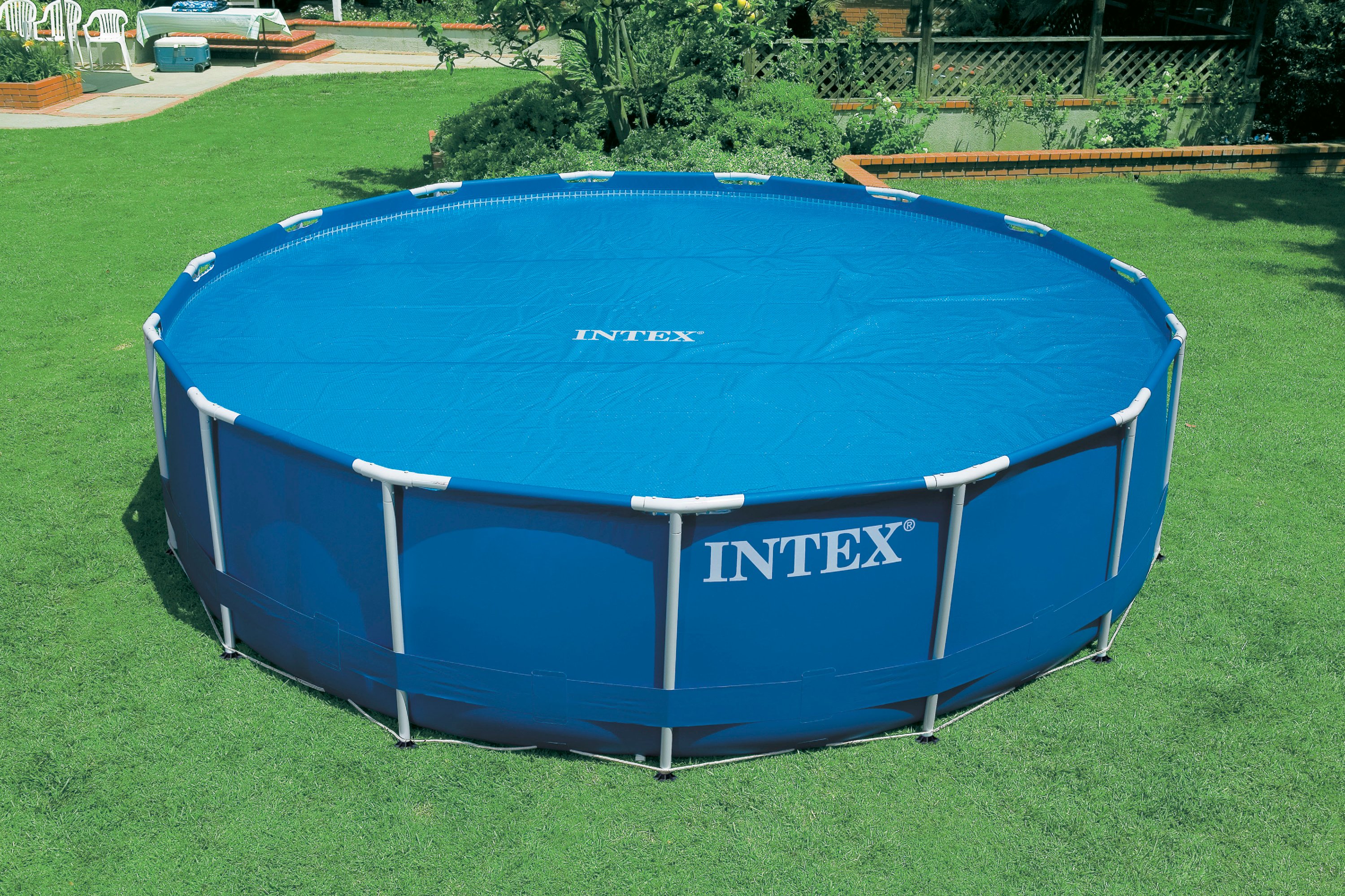 Intex 15 Foot Round Easy Set Vinyl Solar Cover For Swimming Pools Blue Intex 15 Foot Round Easy Set Vinyl Solar Cover For Swimming Pools Blue