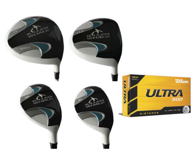 Wilson Killer Whale Driver/Fairway Wood & 2 Hybrids w/ Headcovers + 15 ...