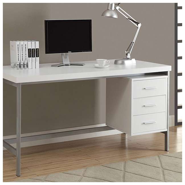 Monarch Specialties 60-Inch Computer Desk with Drawers, White : MS-VM7046