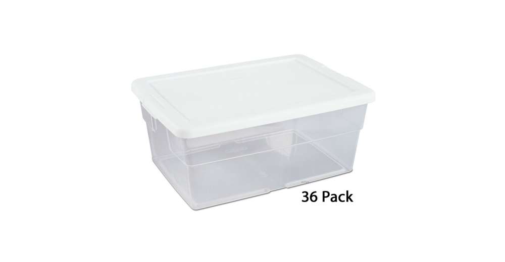Sterilite 16 Quart Clear Stacking Storage Container Tub 36 Pack