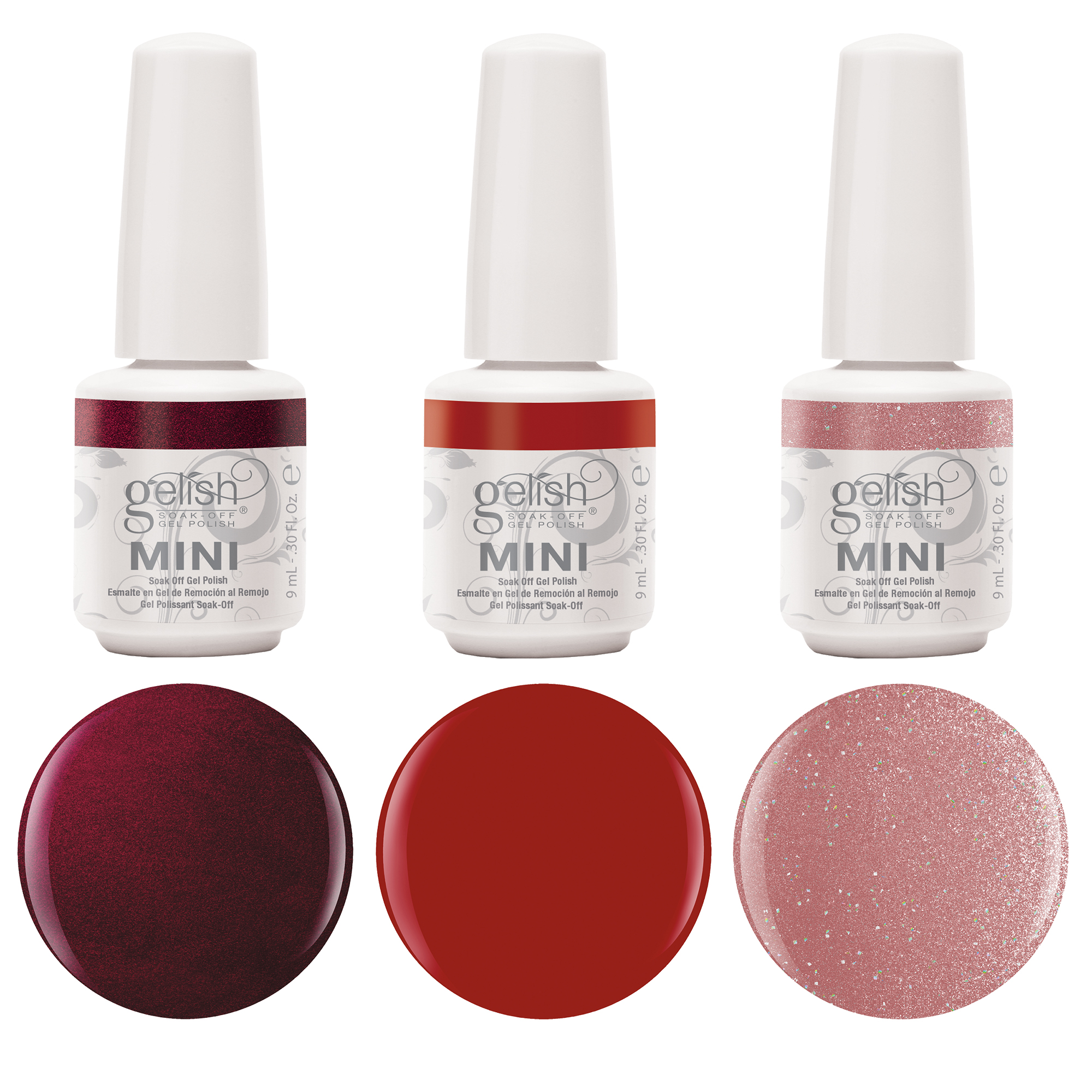 Gelish Mini 3 Bottle Soak Off Solid And Shimmer Gel Nail Polish