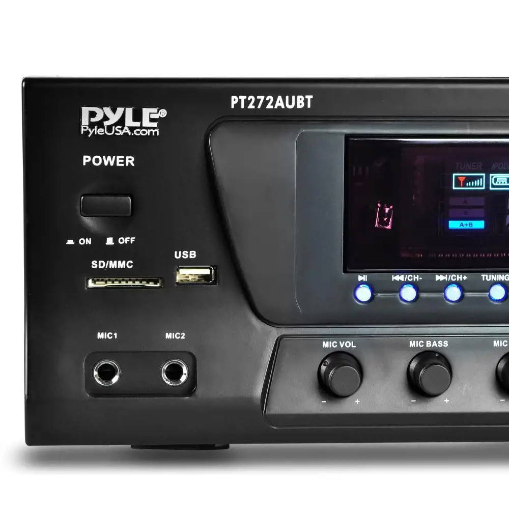 Pyle Stereo Amplifier Receiver W Am Fm Tuner Bluetooth And Sub Control Used Ebay